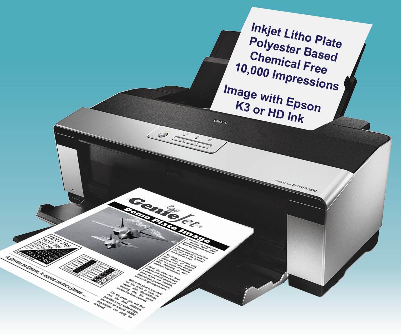 GENIEJET PLATES - QTY:100 12 x 18 2/S, 8mil For use w/ Epson K3 Inks ...